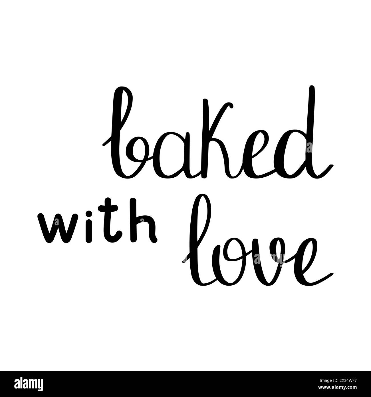 Baked with love hand written lettering, for baked goods or bakery ...