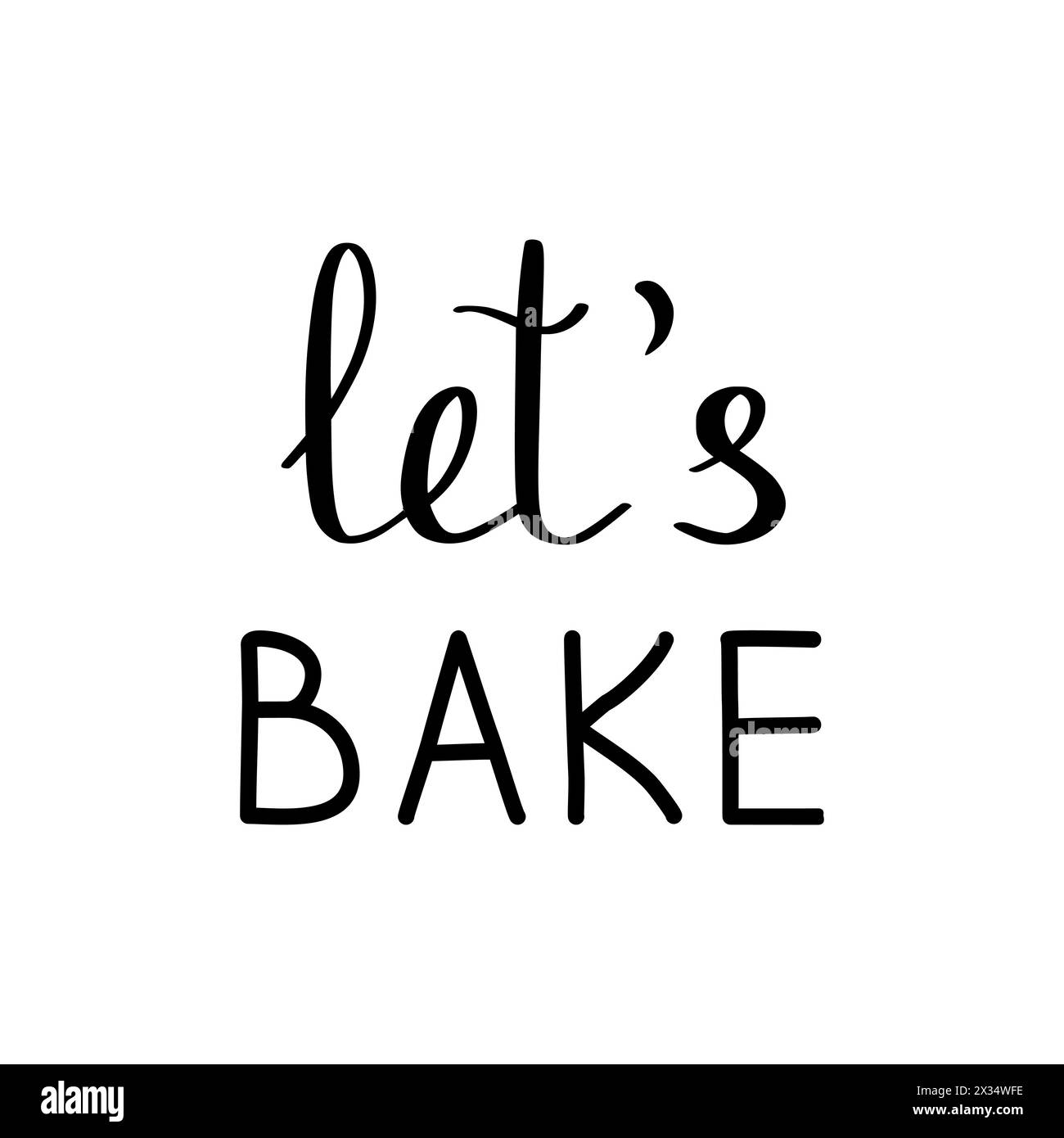 Lets bake hand written lettering, for baked goods or bakery, vector ...