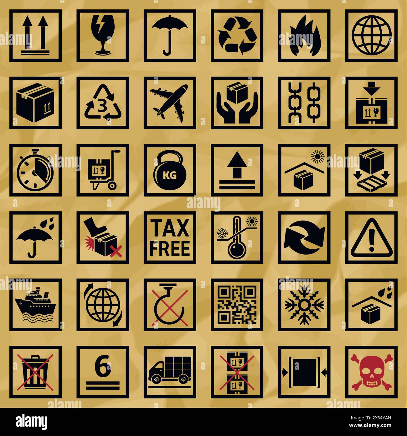 Set of packaging signs and symbols. Vector illustration Stock Vector ...