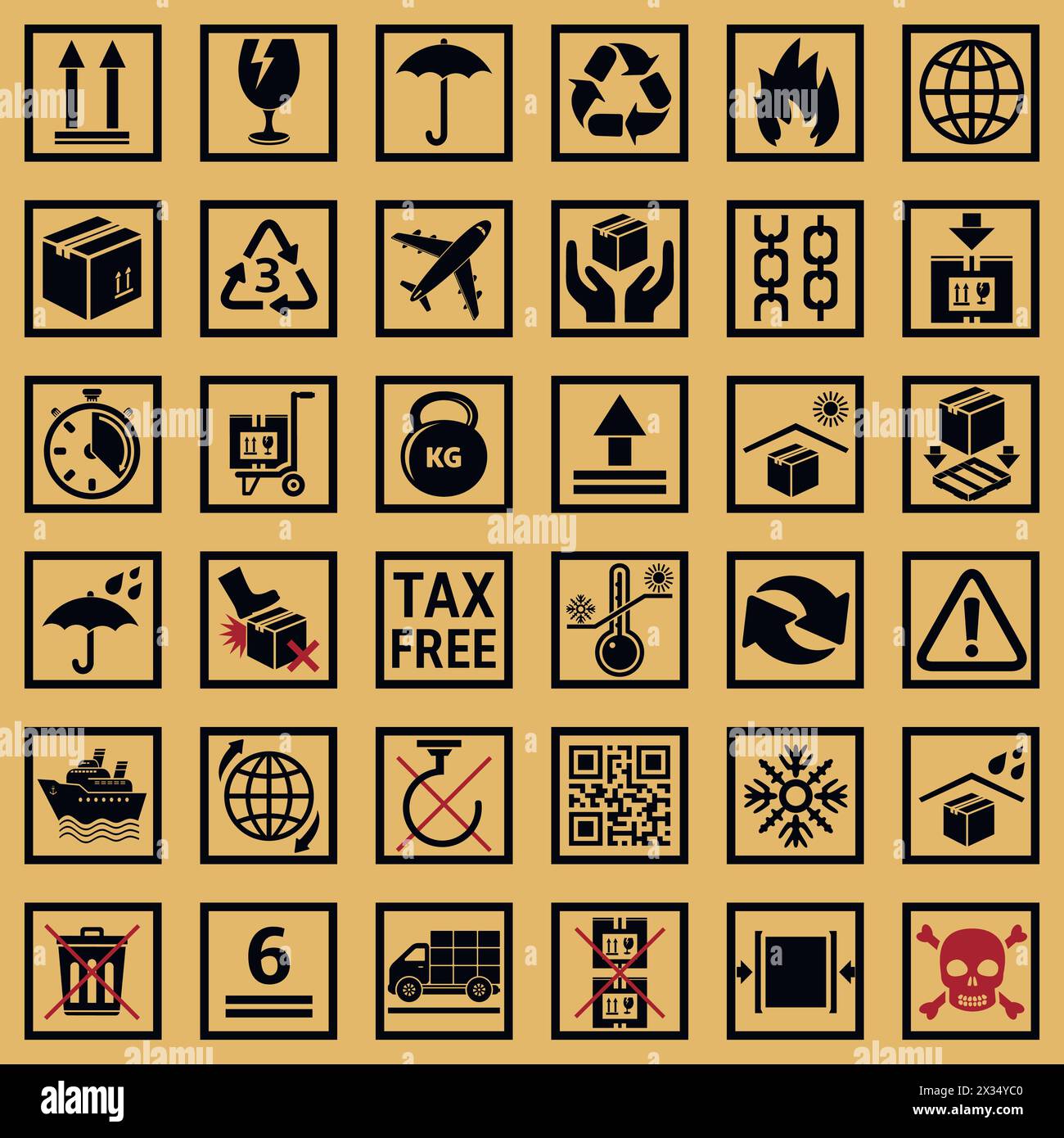 Set of packaging signs and symbols. Vector illustration Stock Vector ...