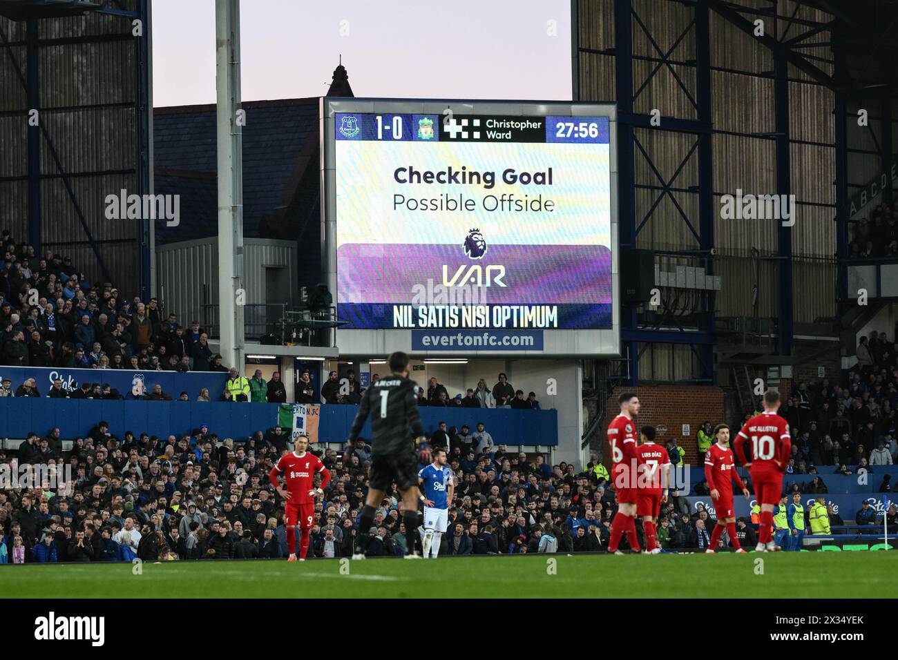 Liverpool, UK. 24th Apr, 2024. VAR checks the goal of Jarrad ...