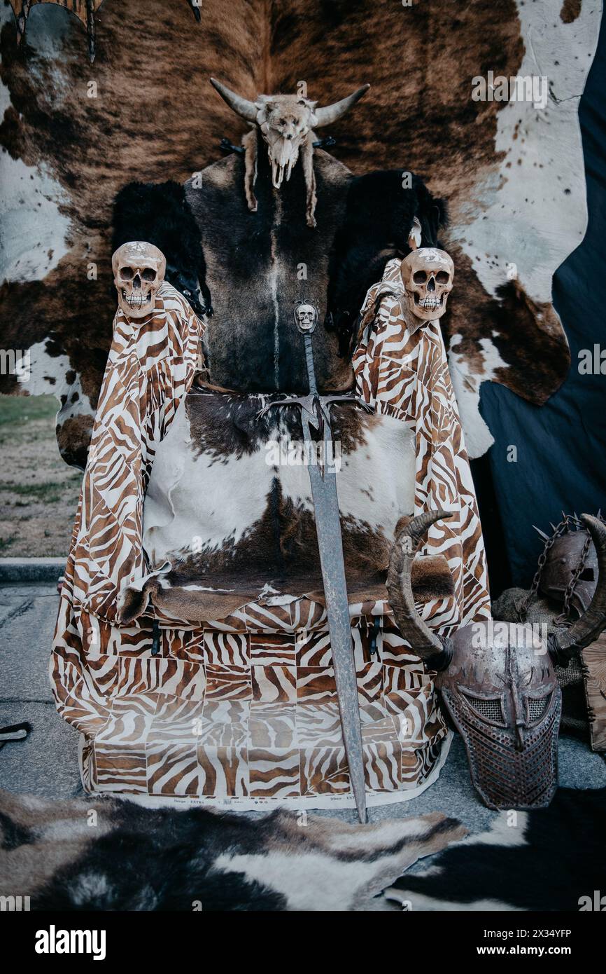 artificial skull photographed during medieval days in Avila, spain ...