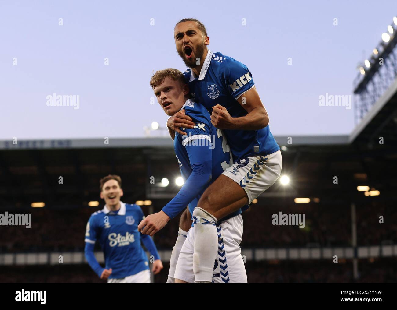 Liverpool, UK. 24th Apr, 2024. Jarrad Branthwaite of Everton celebrates ...