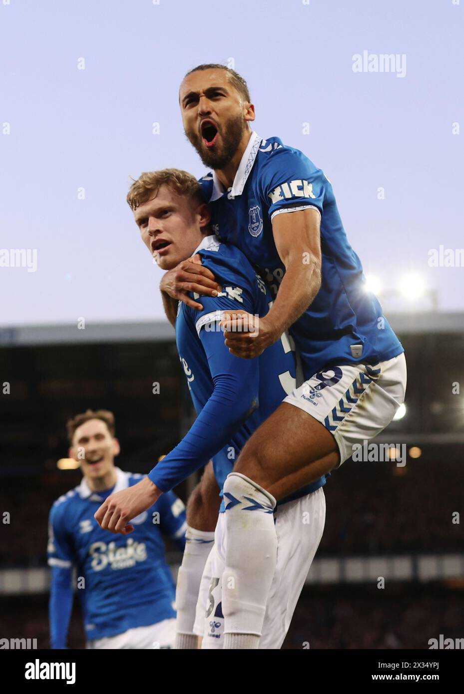 Liverpool, UK. 24th Apr, 2024. Jarrad Branthwaite of Everton celebrates ...