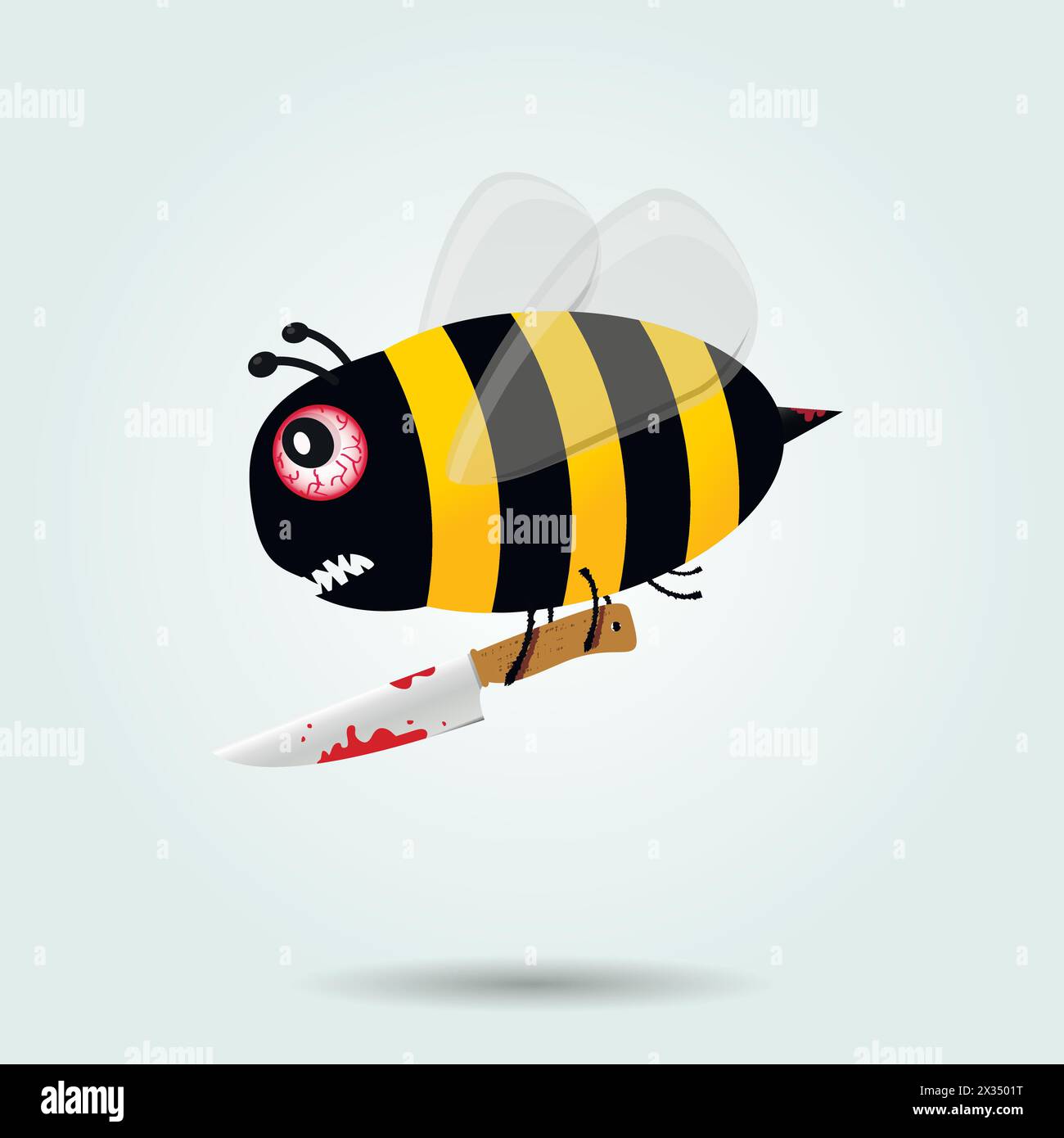 Mad killer bee with bloody knife. Vector illustration Stock Vector ...