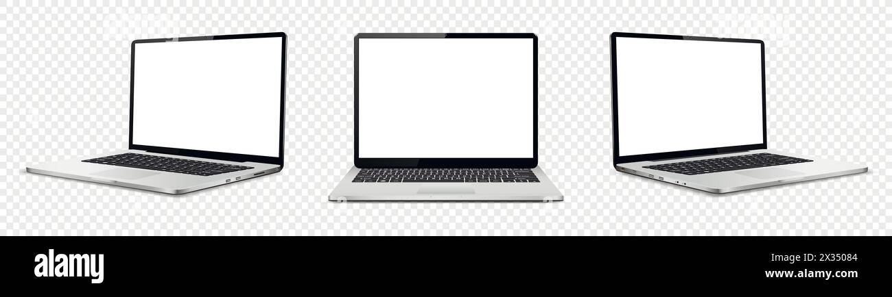 Laptop with blank screen isolated on transparent background. Vector ...