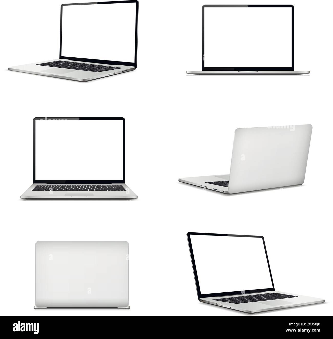 Laptop set mockup. Realistic laptop in different positions. Vector ...