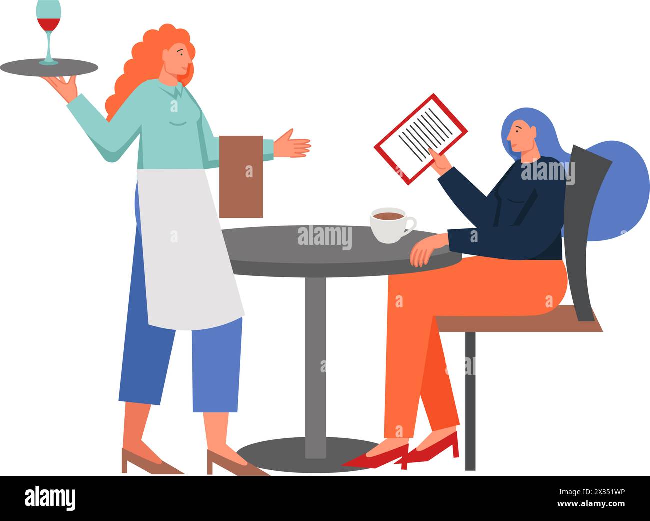 Restaurant waitress, vector flat style design illustration Stock Vector ...