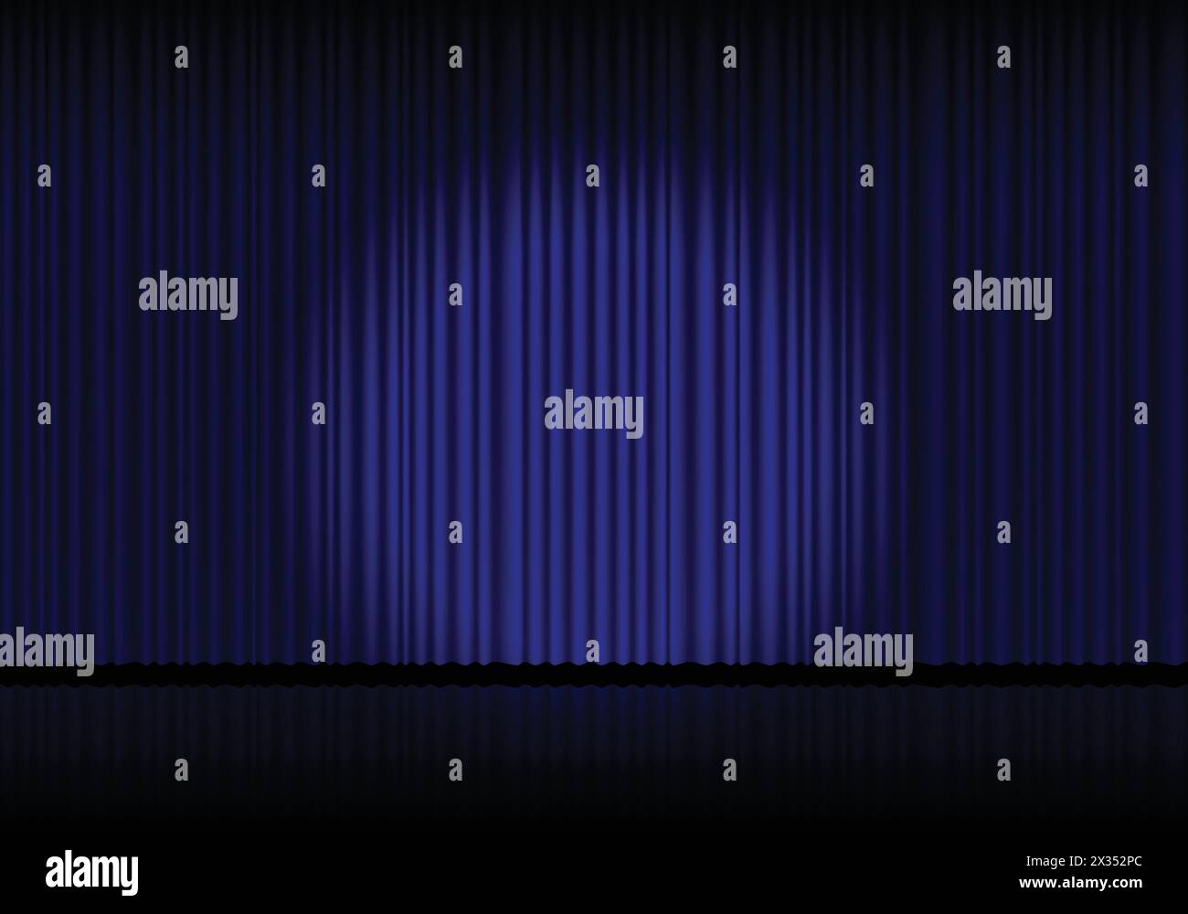 Blue curtain opera, cinema or theater stage drapes. Spotlight on closed ...
