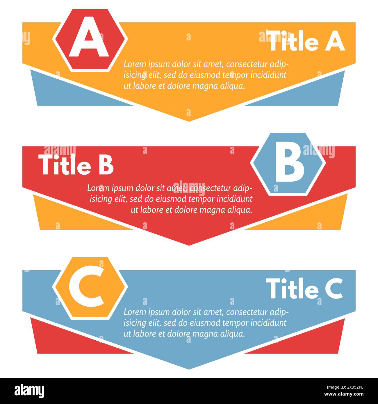 Set of three horizontal colorful options banners. Step by step ...