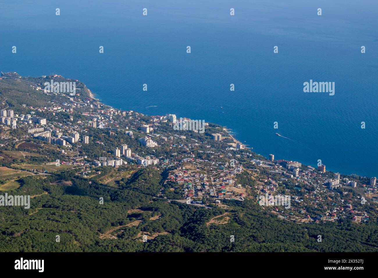 View of Alupka from Mount Ai-Petri, The south coast of Crimea Stock ...