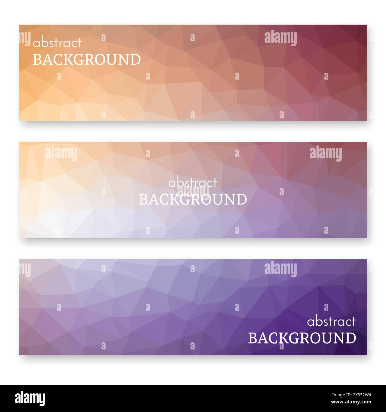Set of three multi colored banners in low poly art style. Background ...