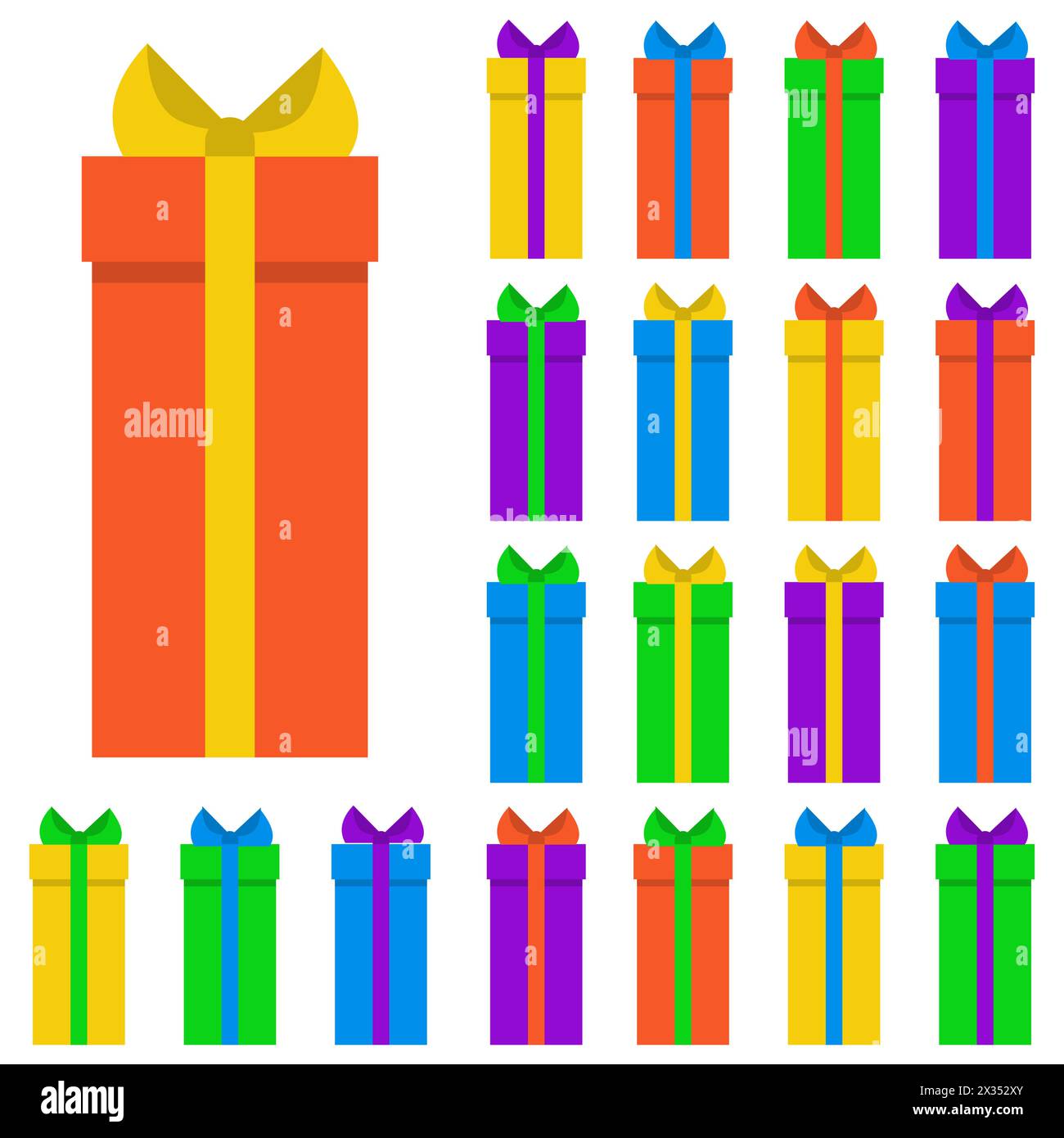 Collection of twenty multi colored gift boxes. Vector illustration ...
