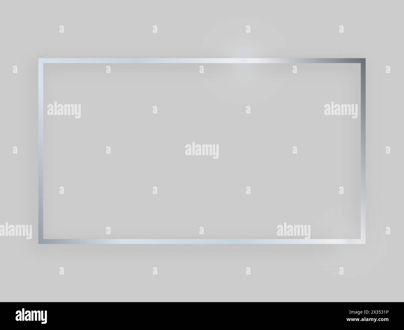 Shiny frame with glowing effects. Silver rectangular frame with shadow ...