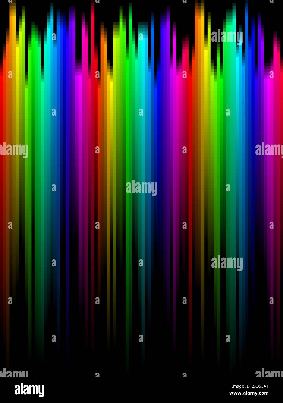 Rainbow stripes gradient with squares mosaic pattern, black background ...