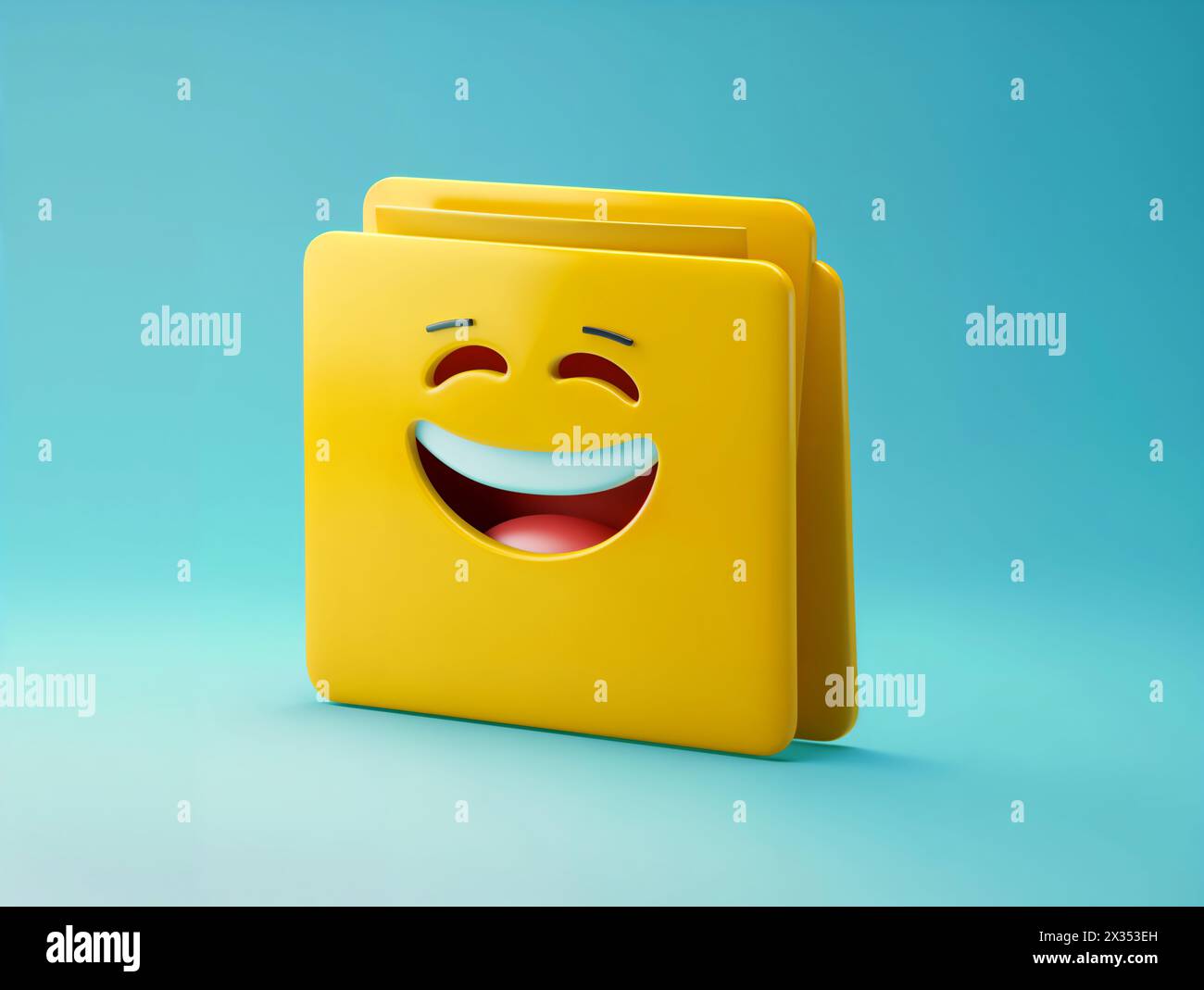 Smilie face folder emoji 3d character render happy Stock Photo - Alamy