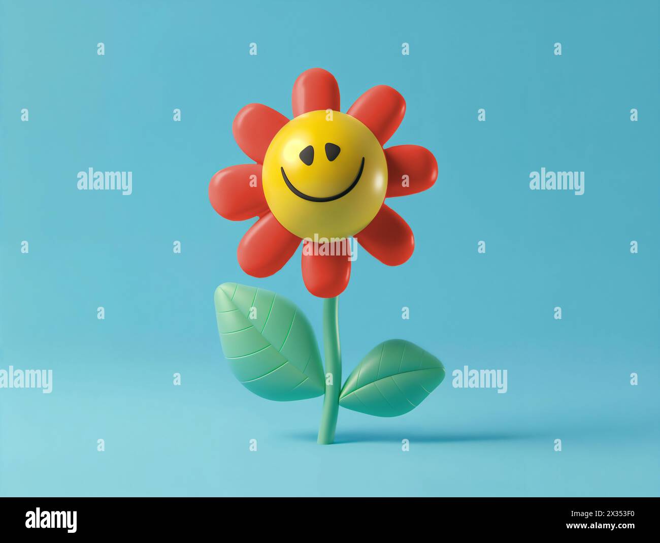 Smilie face flower emoji 3d character render happy Stock Photo - Alamy
