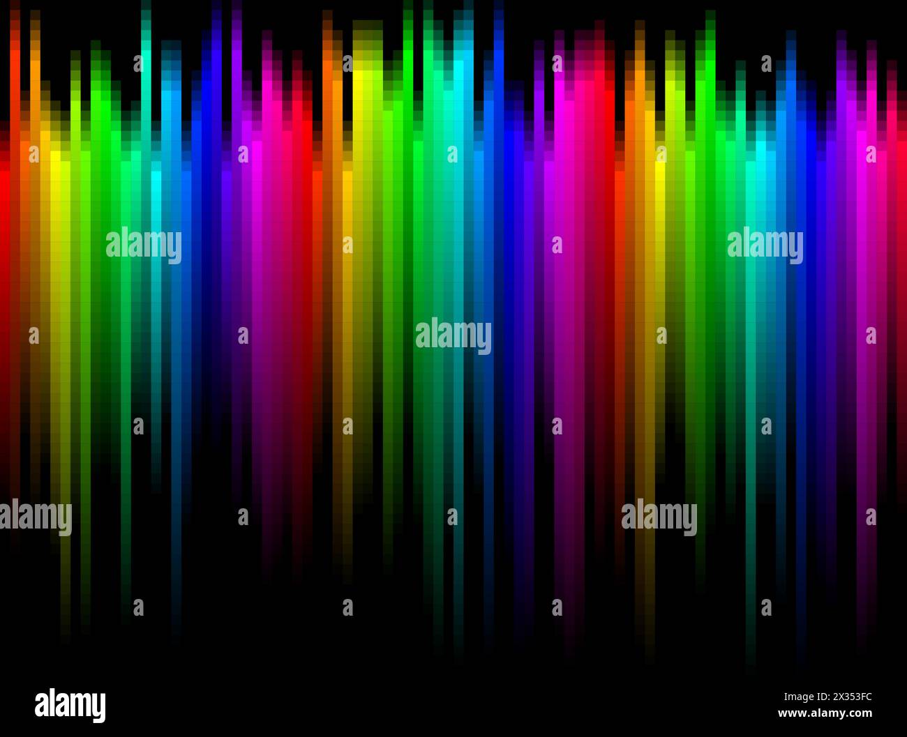 Rainbow stripes gradient with squares mosaic pattern, black background ...