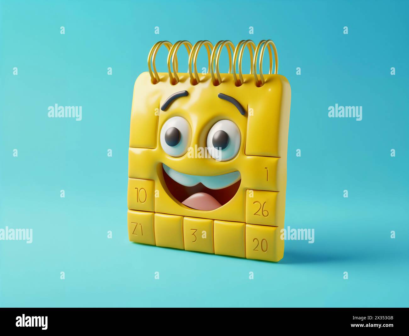 Smilie face calendar emoji 3d character render happy Stock Photo - Alamy