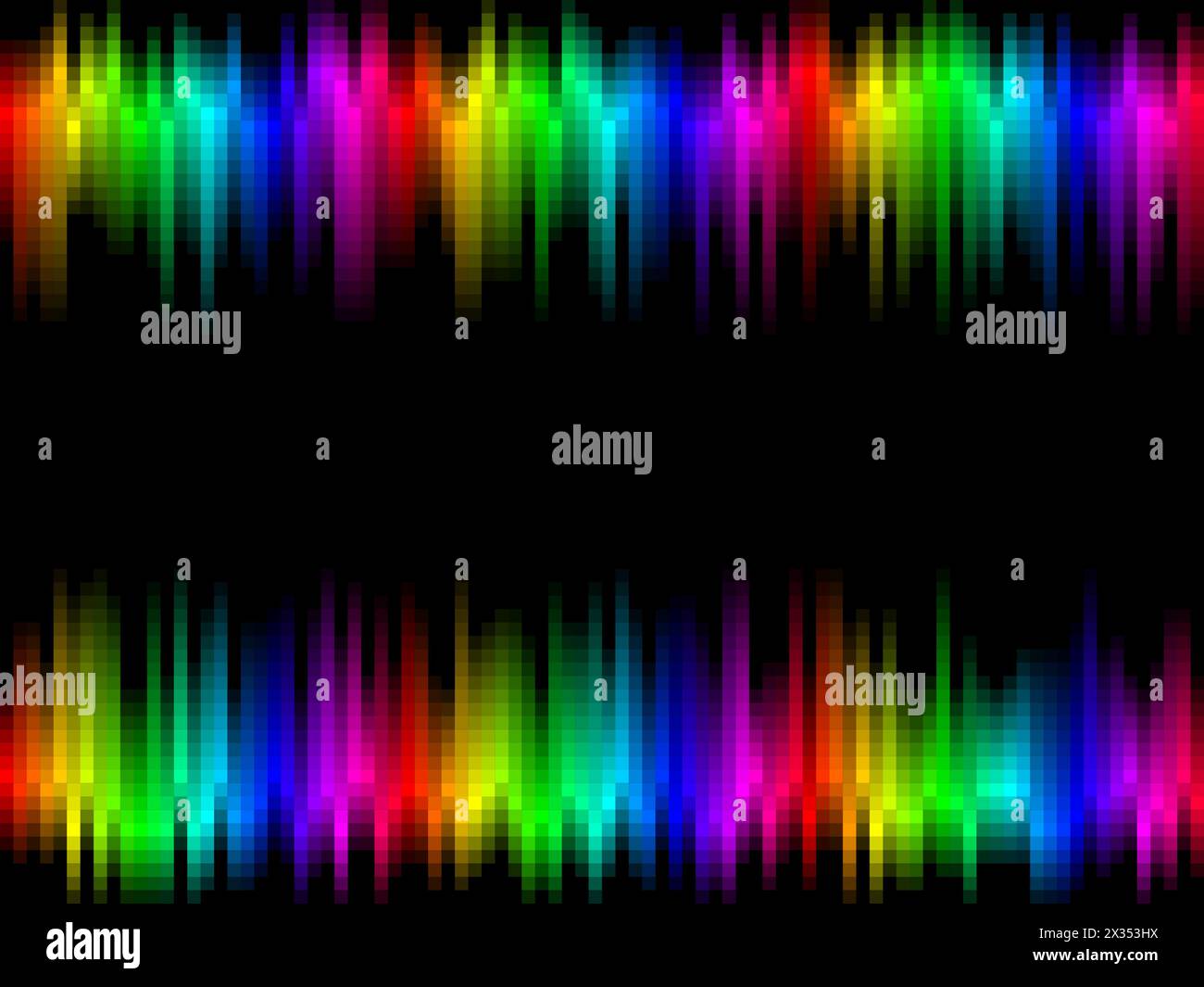 Rainbow stripes gradient with squares mosaic pattern, black background ...
