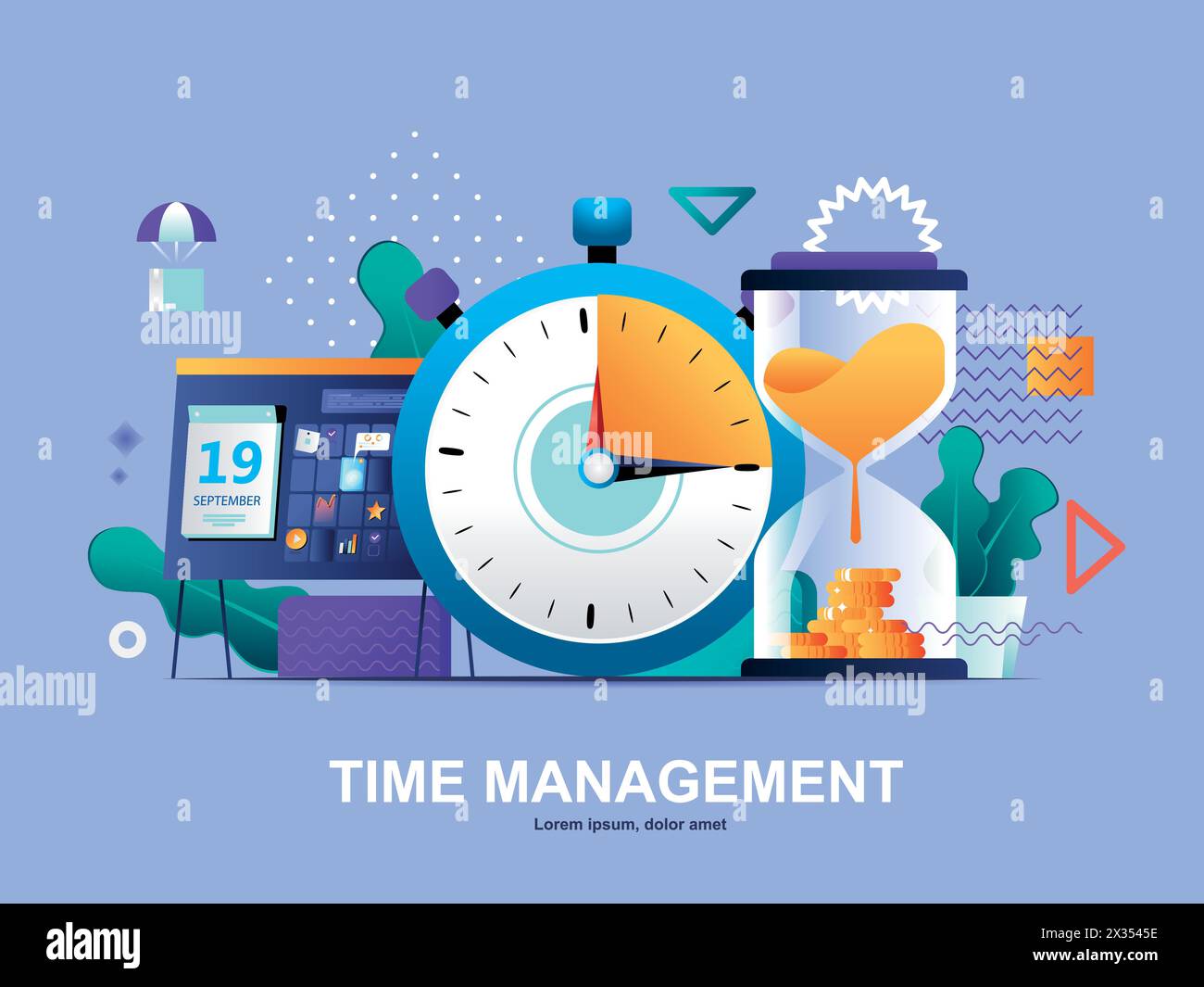 Time management flat concept with gradients. Effective planning ...