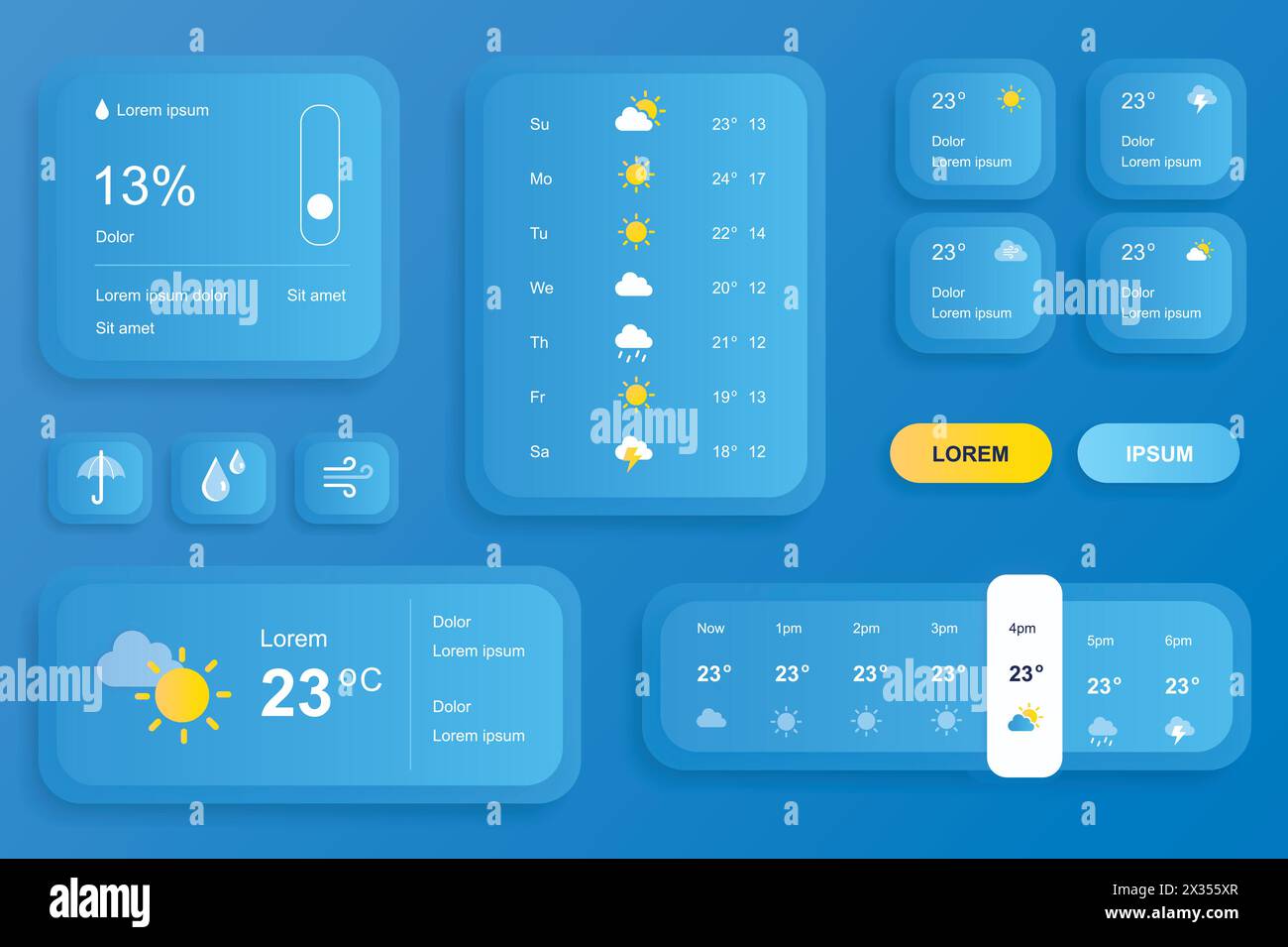 GUI elements for weather forecast mobile app. Temperature, atmospheric ... GUI elements for weather forecast mobile app. Temperature, atmospheric ...