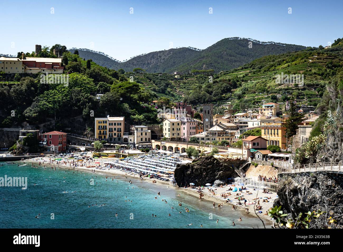 Monterosso, Italy - July 10 2023: Beautiful view of Monterosso, one of ...