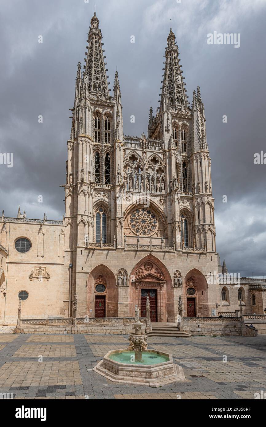 Cathedral of Saint Mary in Burgos. Burgos is a city in northern Spain ...