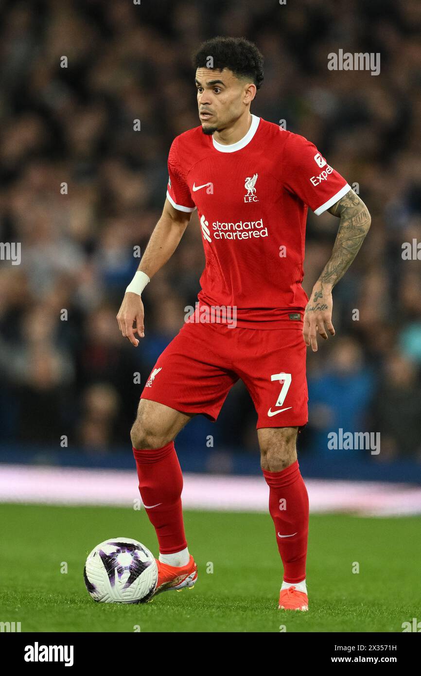 Luis Díaz of Liverpool with the ball during the Premier League match ...