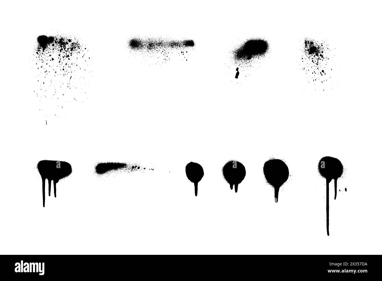 Graffiti drawing splashes and lines with drips. Spray paint set. Spray ...