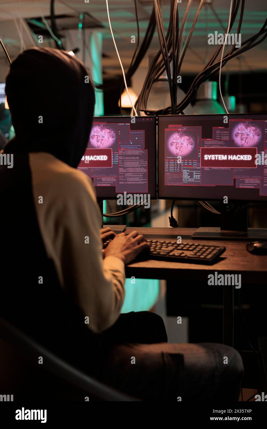 Cyberattack System Hacked Warning On Screen Computer Security