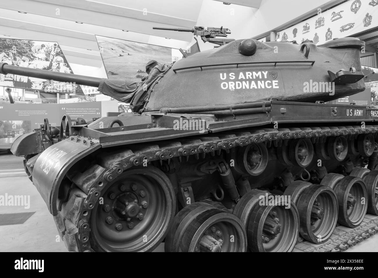 Bovington.Dorset.United Kingdom.August 8th 2023.A M48 Patton tank is on ...