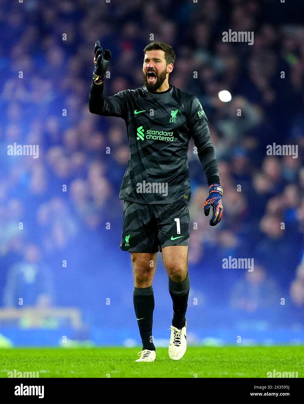 Liverpool goalkeeper Alisson Becker during the Premier League match at ...