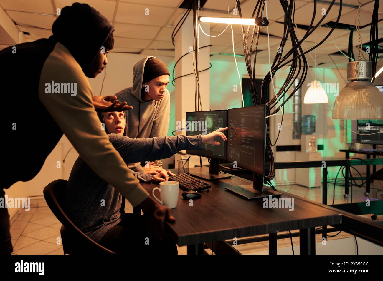 Cybersecurity Specialists Team Fixing Computer System Cyberattack Developers Group Coding 