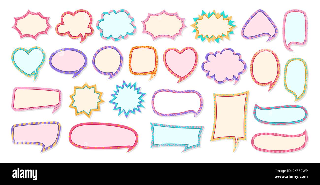 Speech bubble comic chatting box sticker set. Scrapbook design elements ...