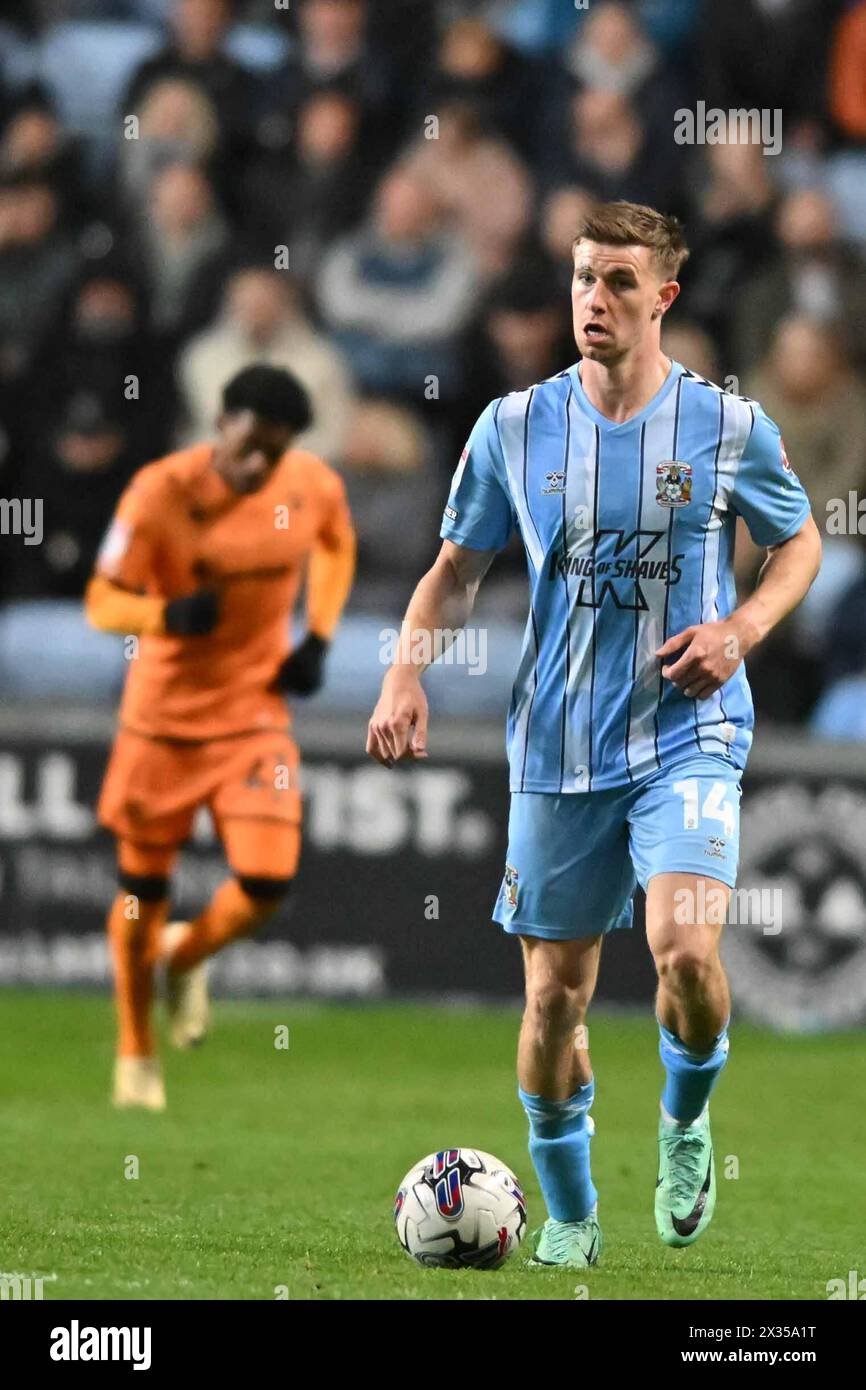 Ben Sheaf (14 Coventry City) controls the ball during the Sky Bet ...