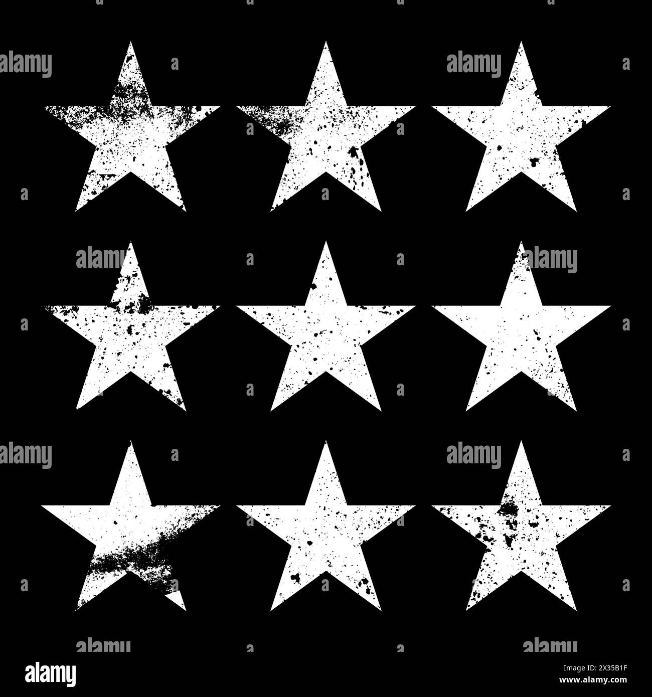 Vintage stars with cracks and stains. Old hand-drawn sign, white simple ...