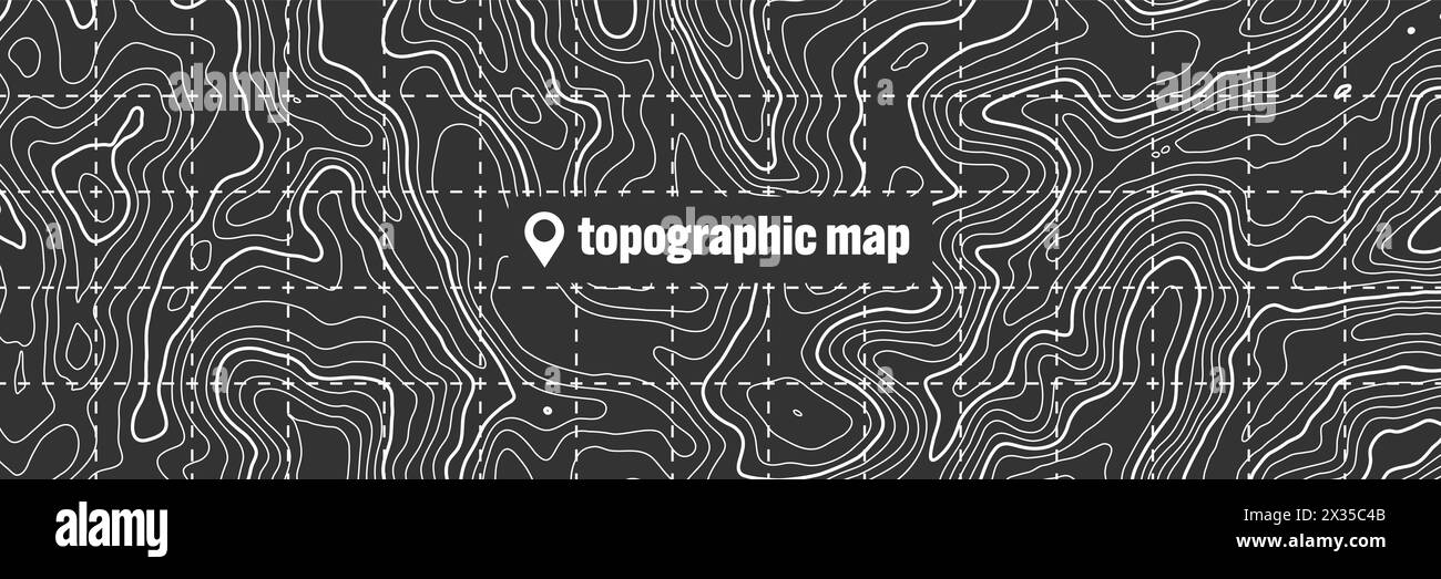 Topographic map with contour lines. Geographic terrain grid, relief ...