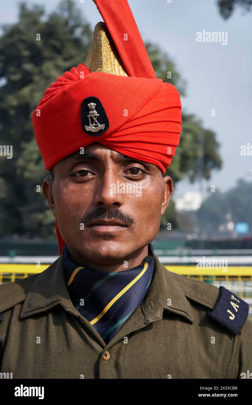 INDIA, Delhi, soldier in parade uniform, idipendence day parade in ...