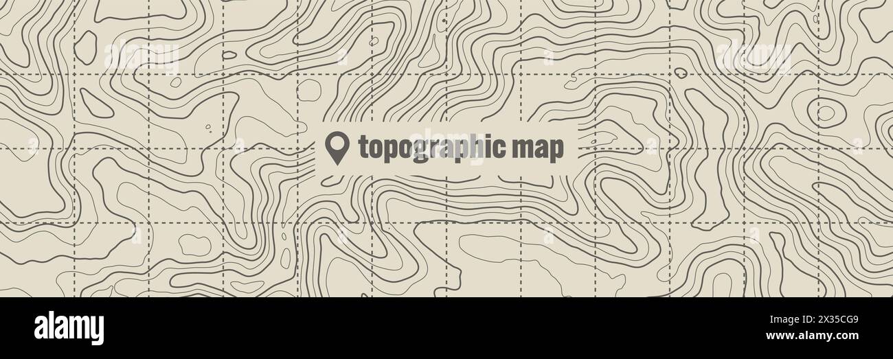 Topographic map with contour lines. Geographic terrain grid, relief ...