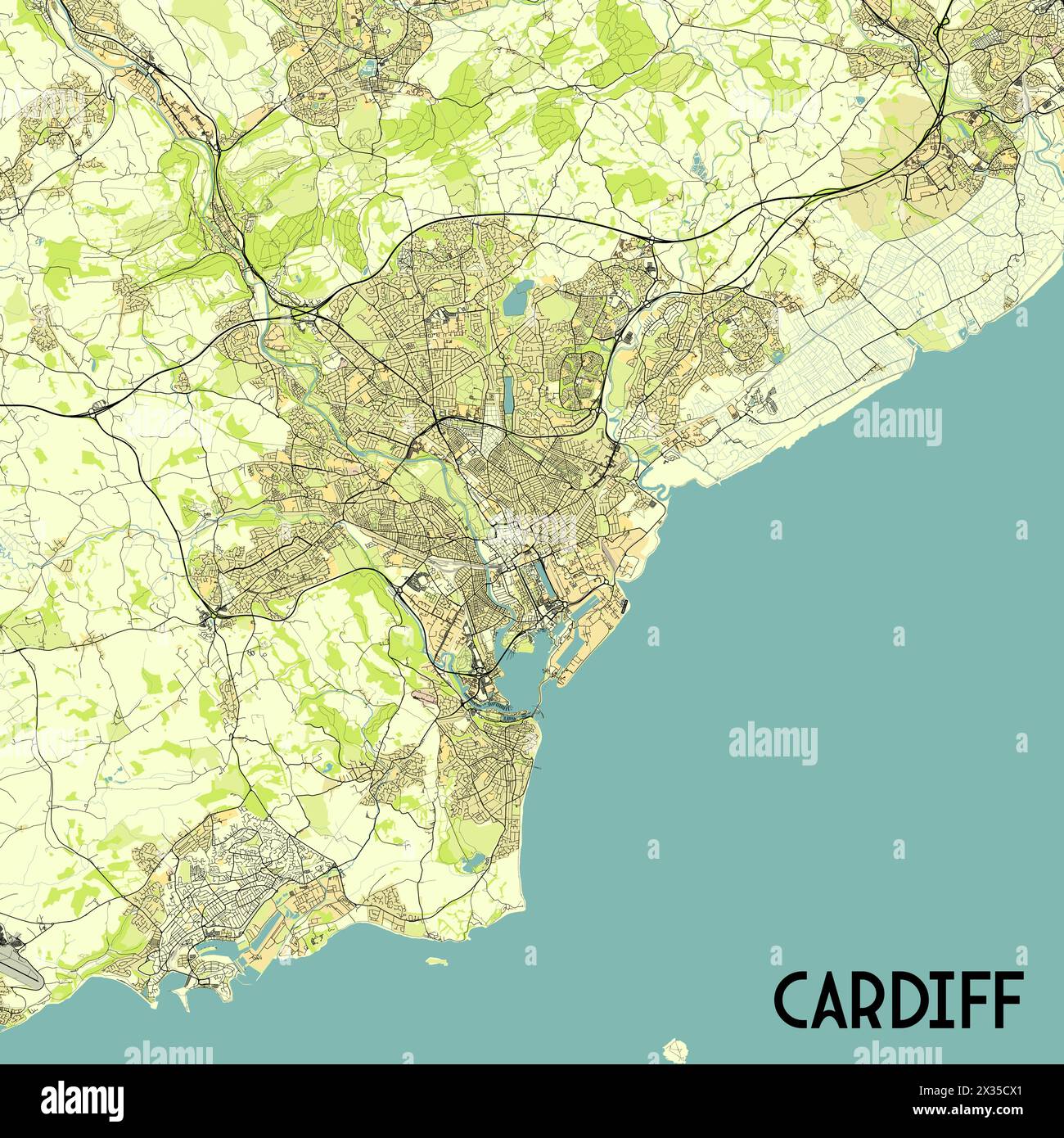 Cardiff map Stock Vector Images - Alamy