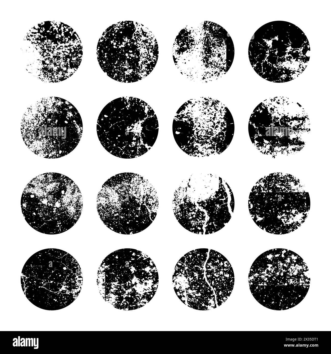 Grunge circles with stains and scratches. Circle brush stroke, round ...