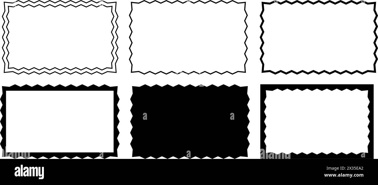Set of rectangle frames with zig zag borders. Picture or mirror ...