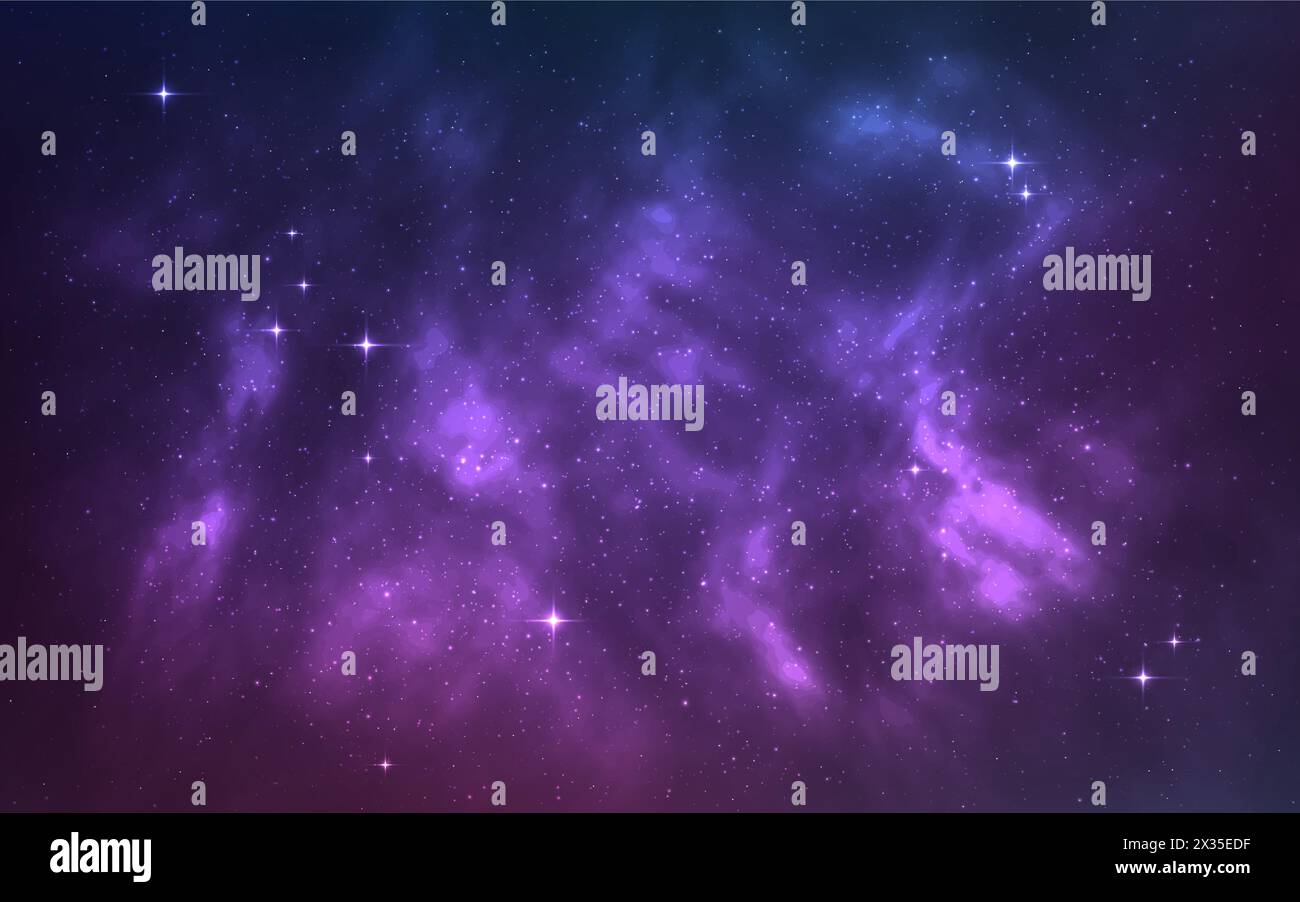 Cosmos background. Realistic purple galaxy with shining stars. Fantasy ...