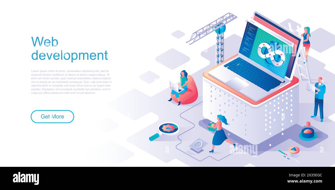 Web development landing page vector template. Program usability and ...