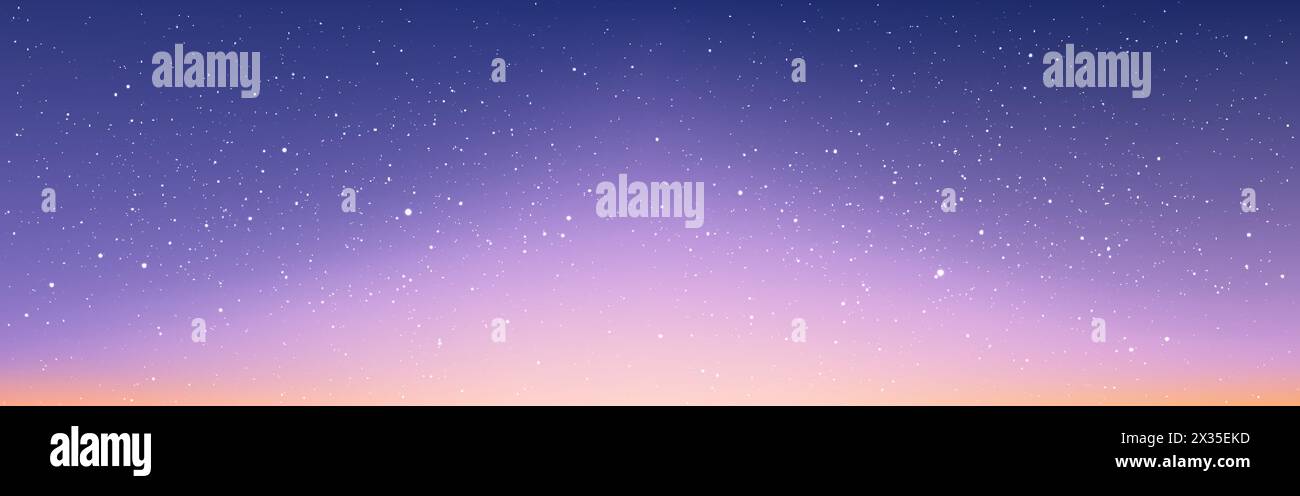 Starry sky background. Beautiful sunset with stars. Wide starry ...