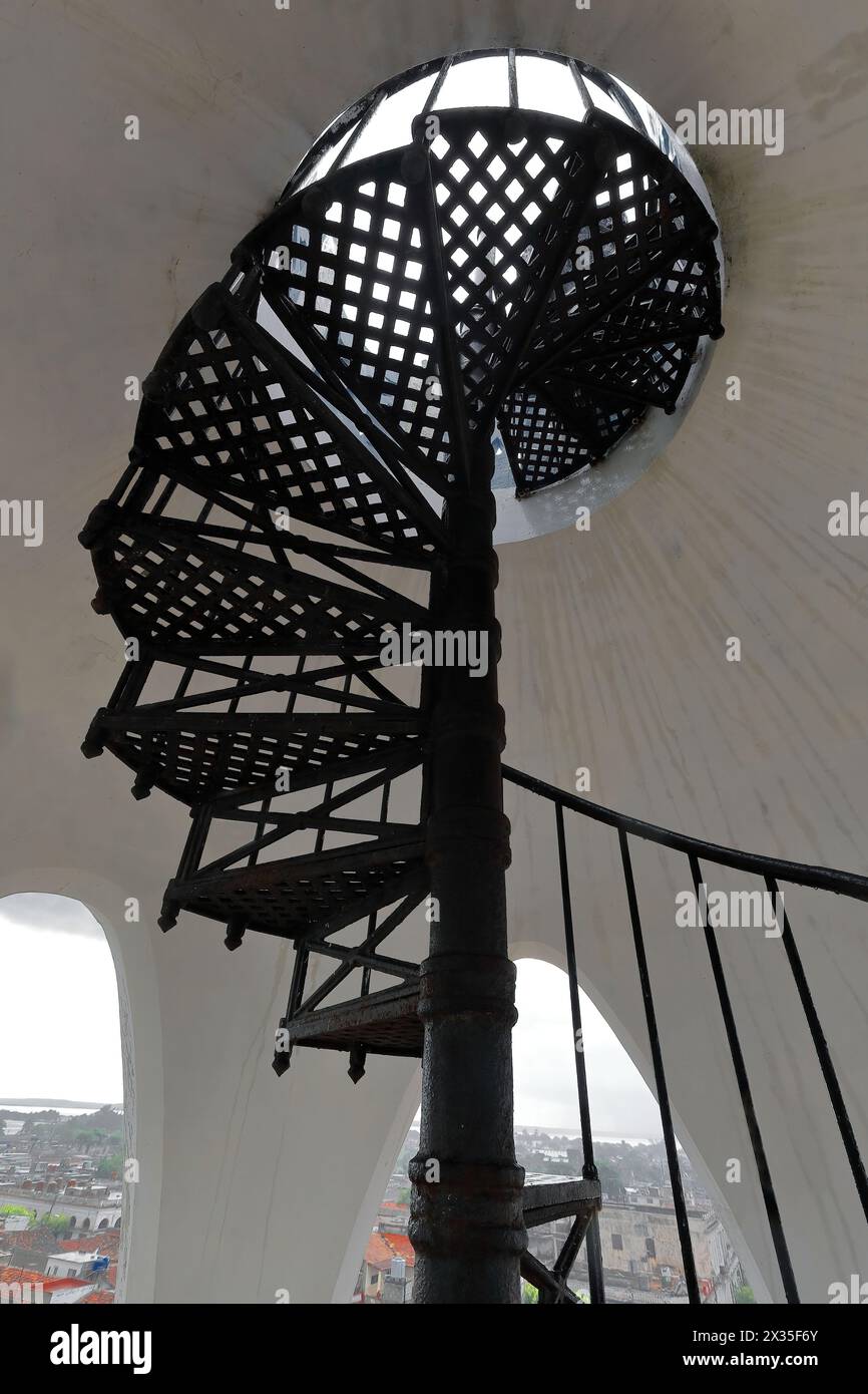 186 Upwards view, stairway inside the turret-lookout on the AD 1918 ...