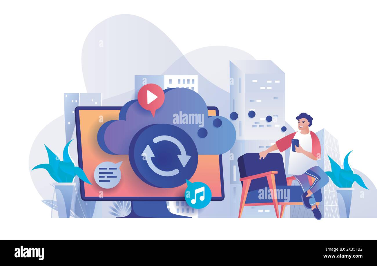 Cloud storage concept in flat design. Content storage online ...