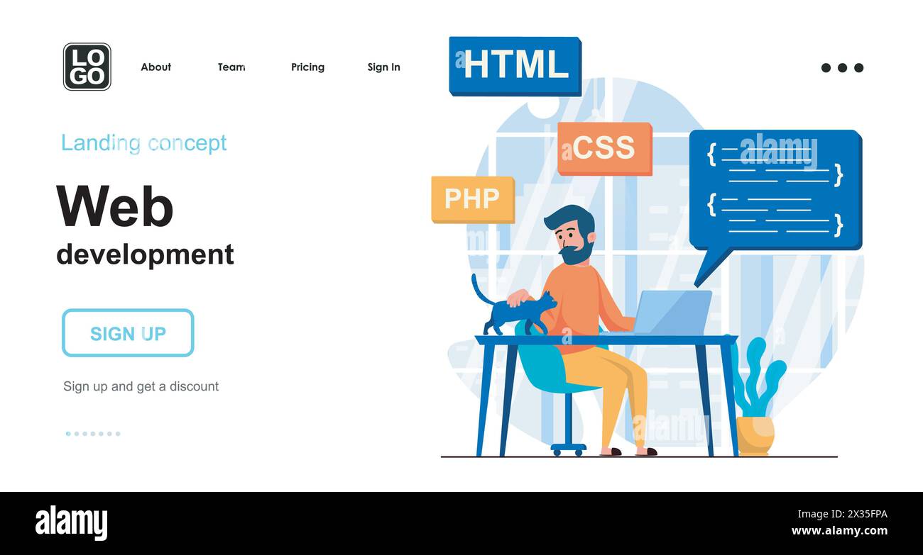 Web Development Concept Programmer Coding Code For Webpage Customization And Process