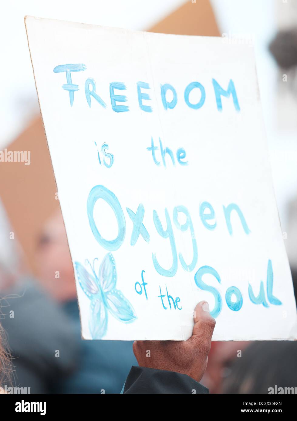 Closeup, poster and climate change with protest, justice and freedom ...